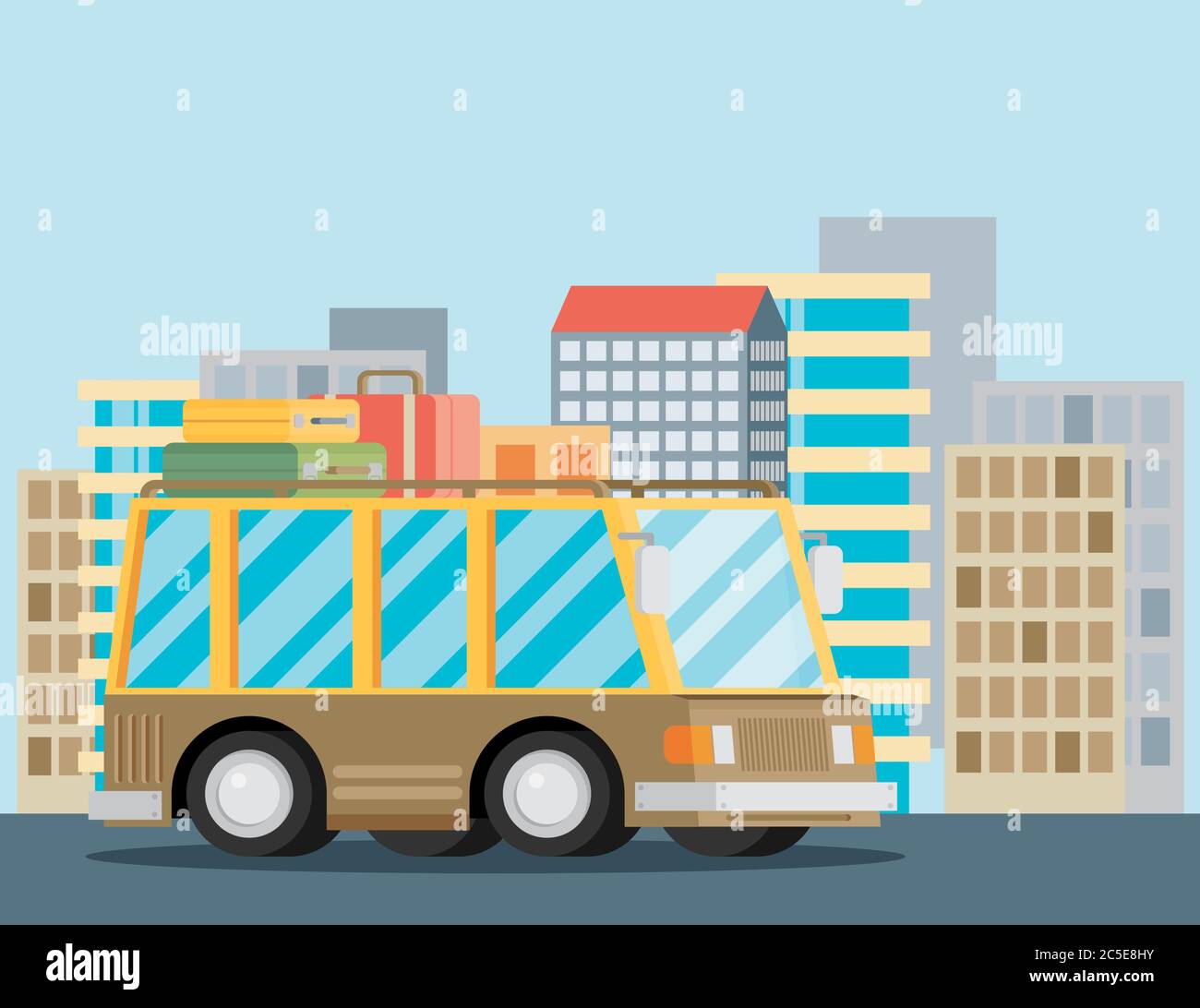 Vector illustration of a retro travel van Stock Vector Image & Art - Alamy