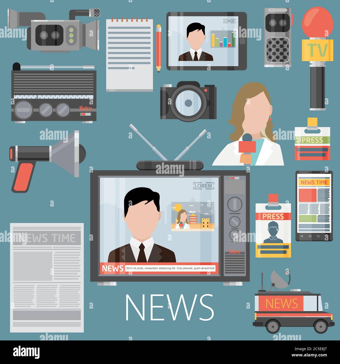 Color vector flat icon set and illustrations modern information ...
