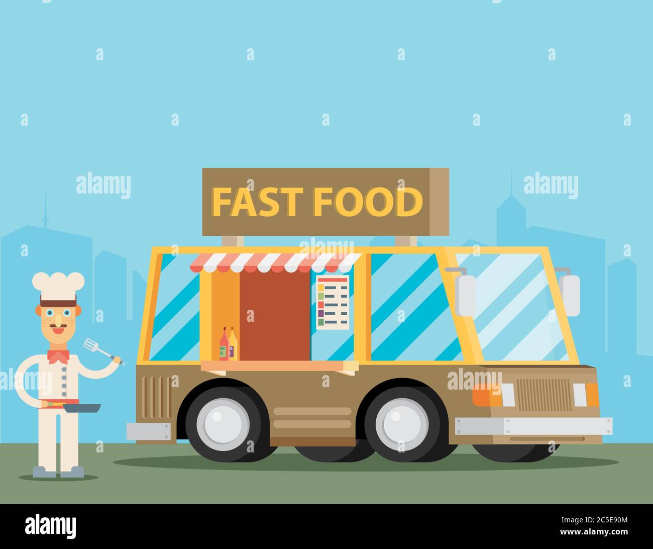 Mobile food car. Vector Stock Vector Image & Art - Alamy