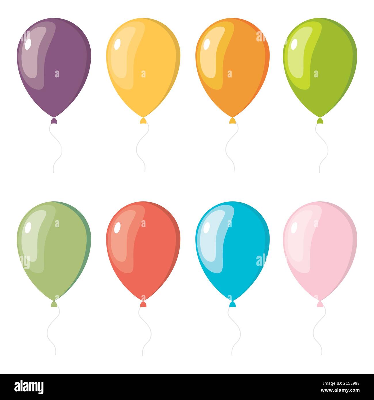 Set of flat celebration balloons. Vector illustration Stock Vector ...