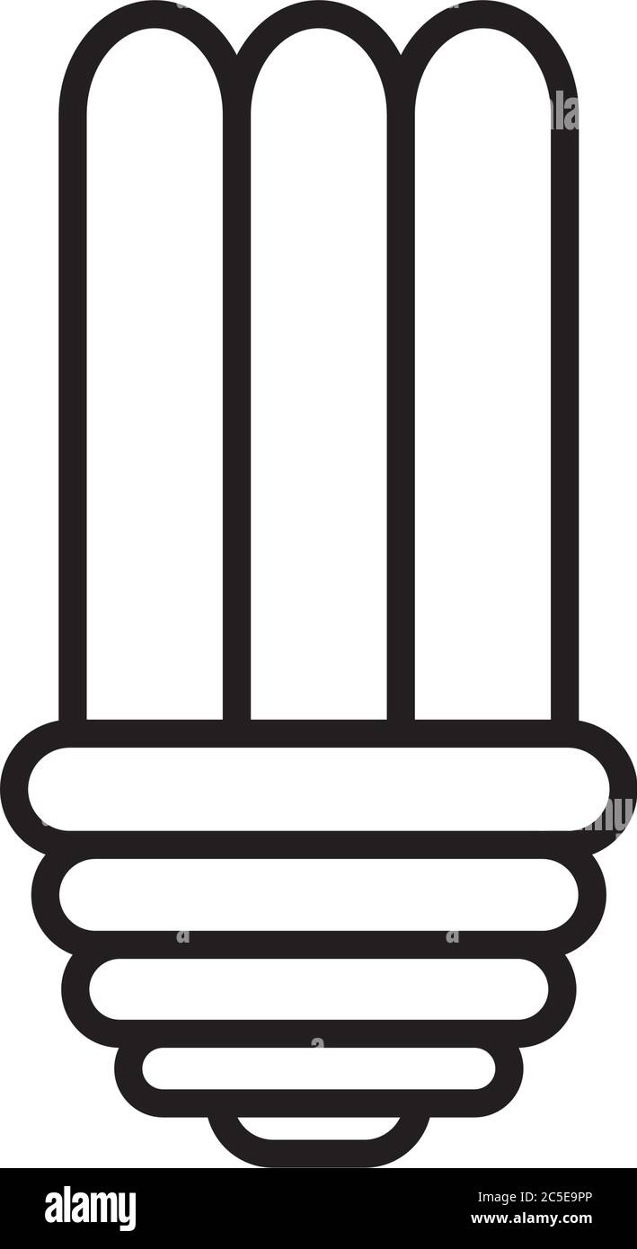 compact fluorescent lightbulb icon over white background, line style ...