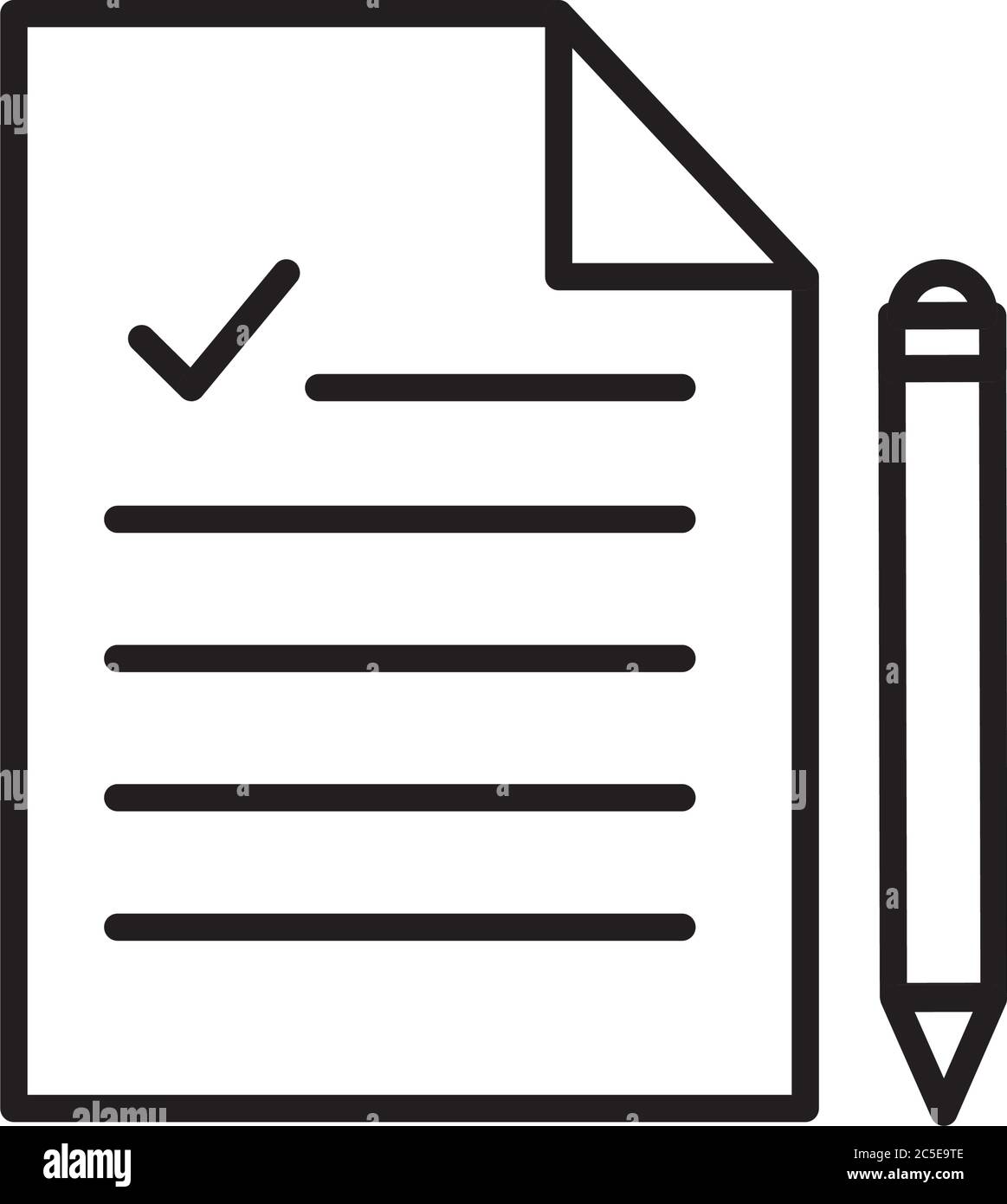 School exam with check mark and pencil line style icon design ...