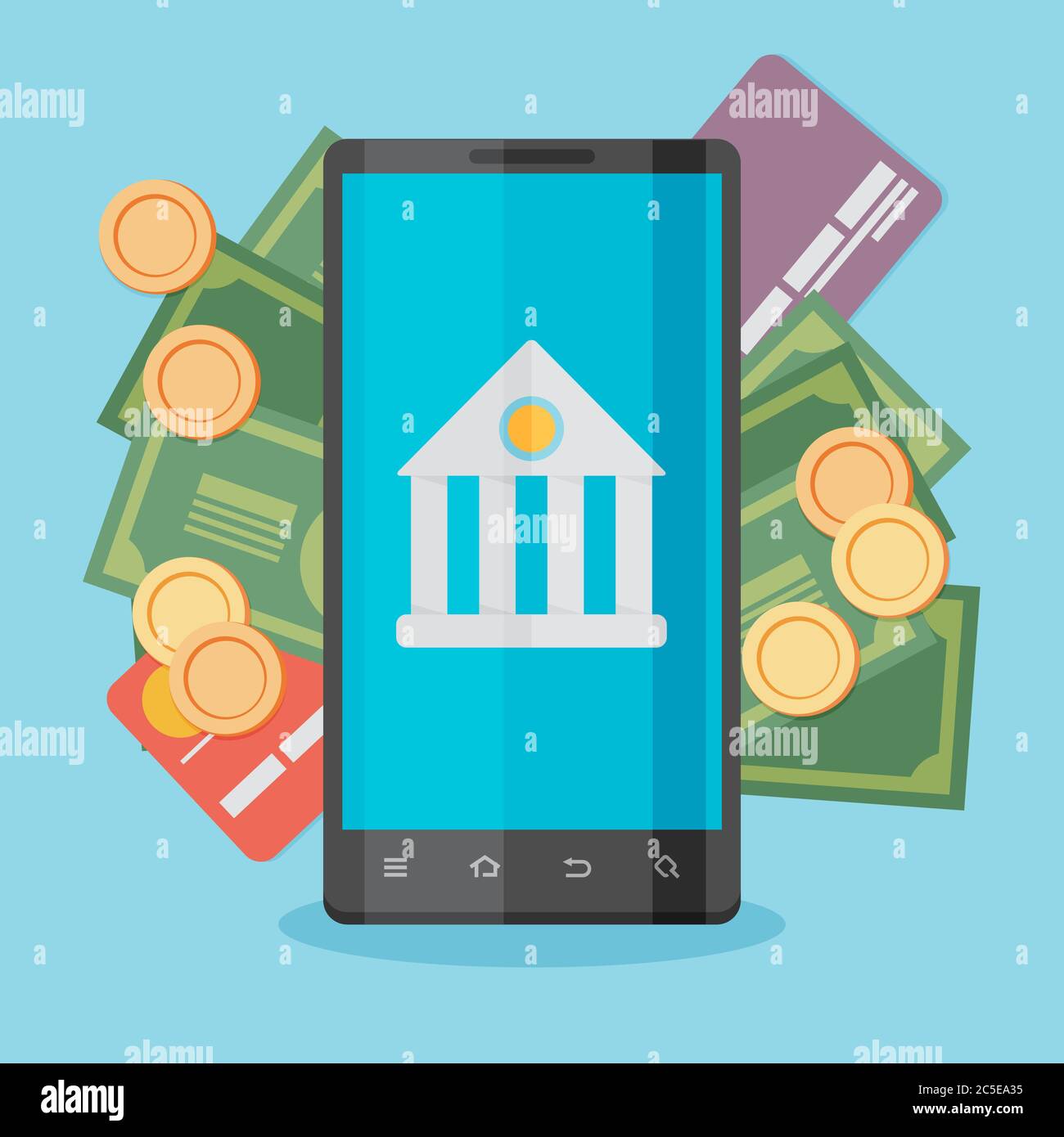 Flat design vector colored illustration concept for mobile banking and ...