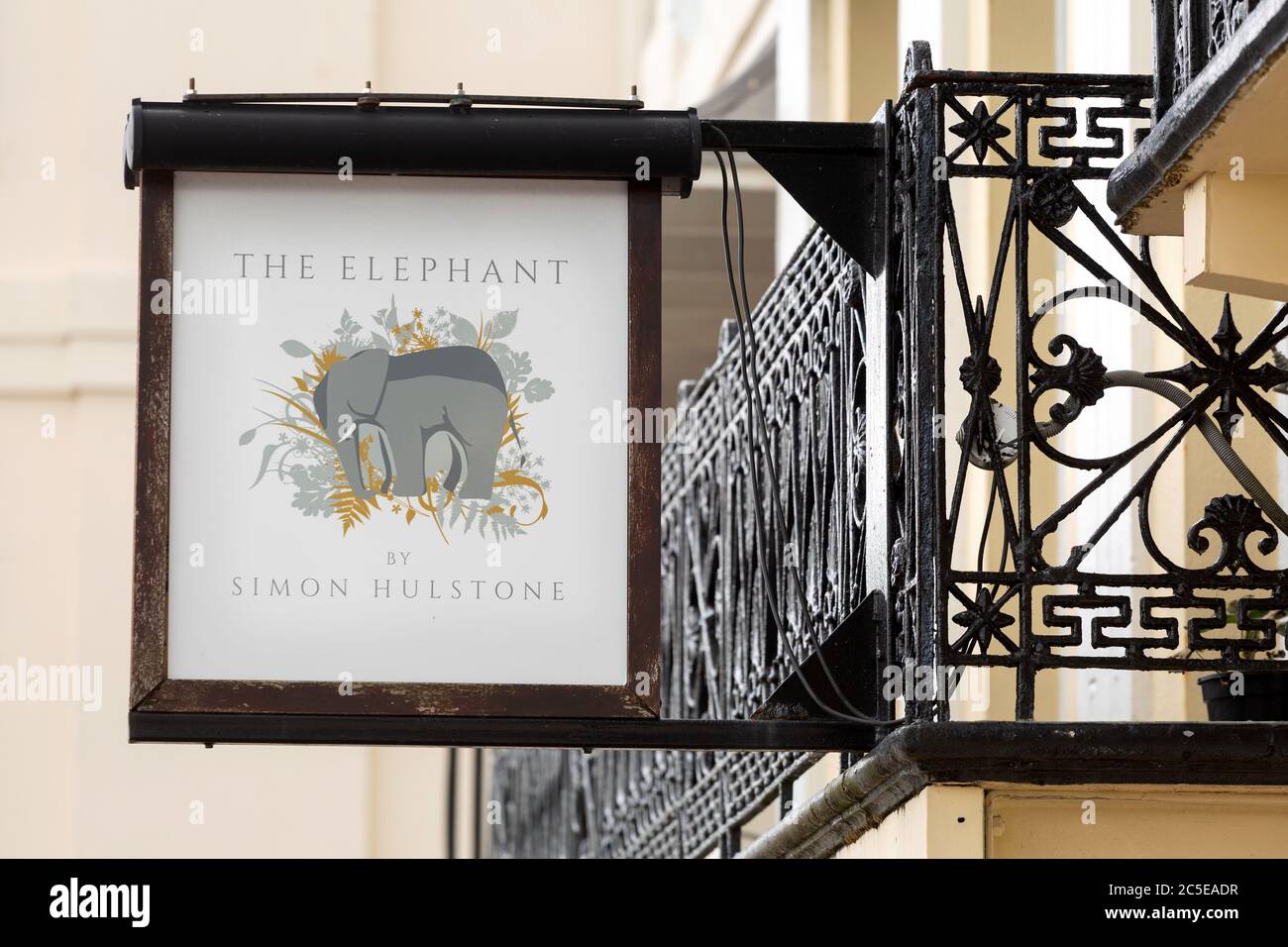 sign for the Elephant Resturant on Torquay’s harbour which is owned by ...