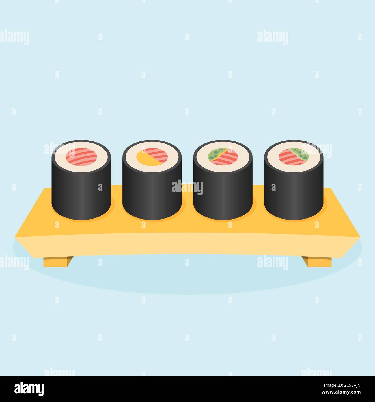 Wooden tray with sushi Stock Vector Image & Art - Alamy