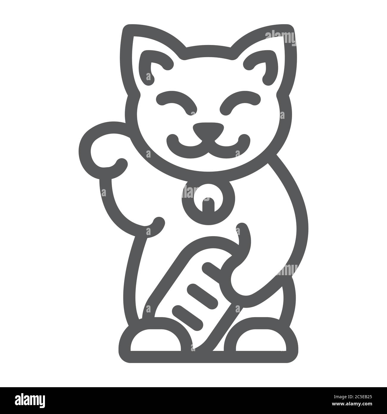 Maneki neko line icon, asian and animal, japanese cat sign, vector ...