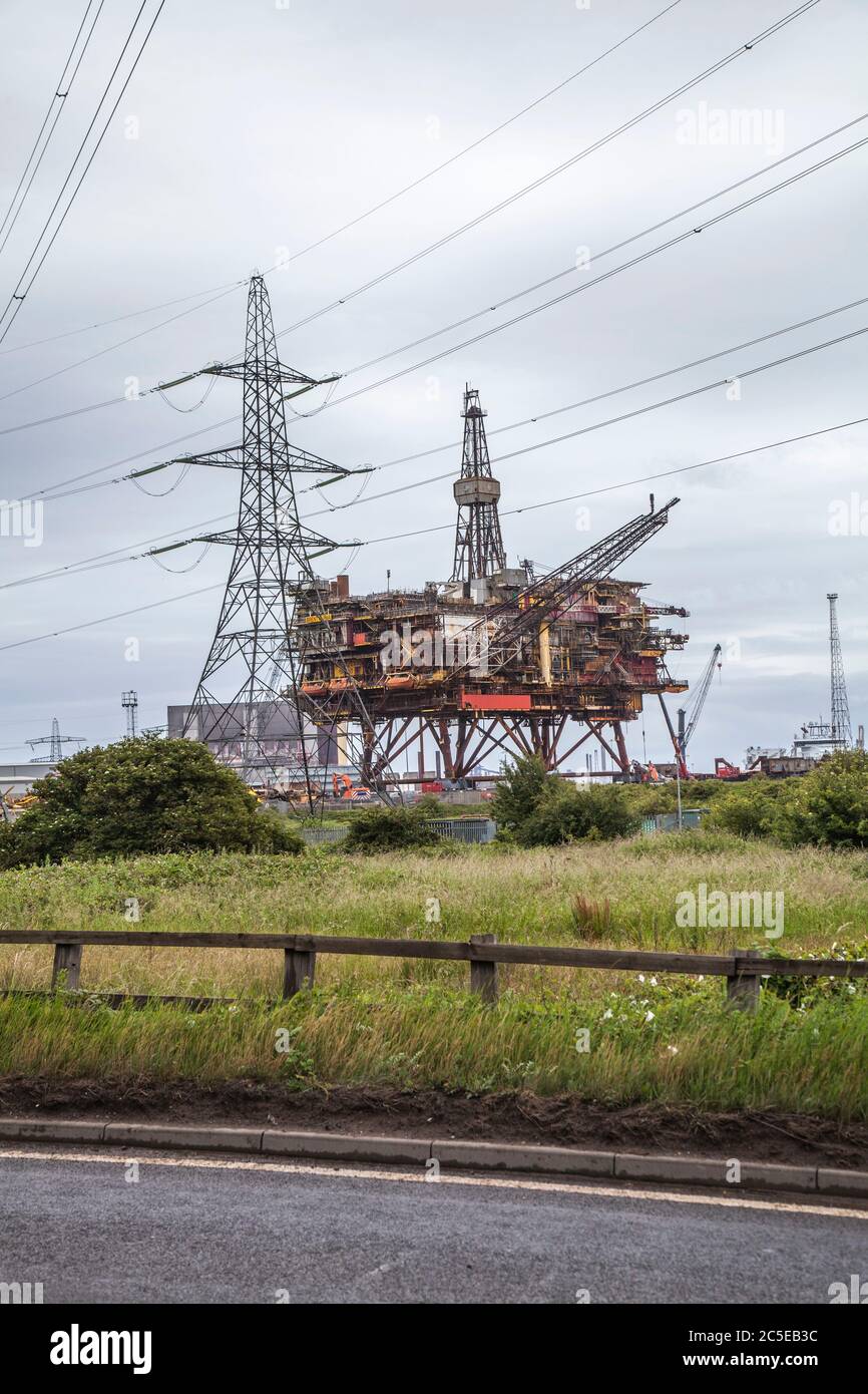 The Brent Alpha oil rig at Able Seaton Port premises,Hartlepool,England ...
