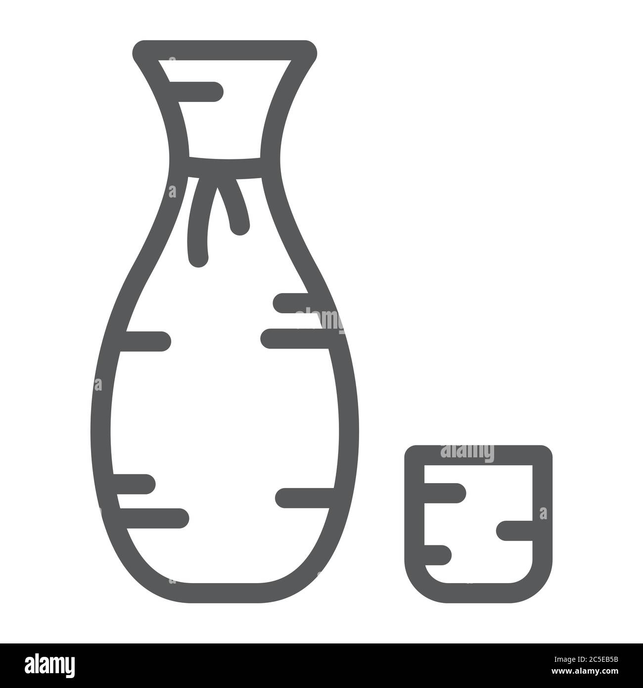 Sake line icon, asian and drink, japanese alcohol sign, vector graphics ...