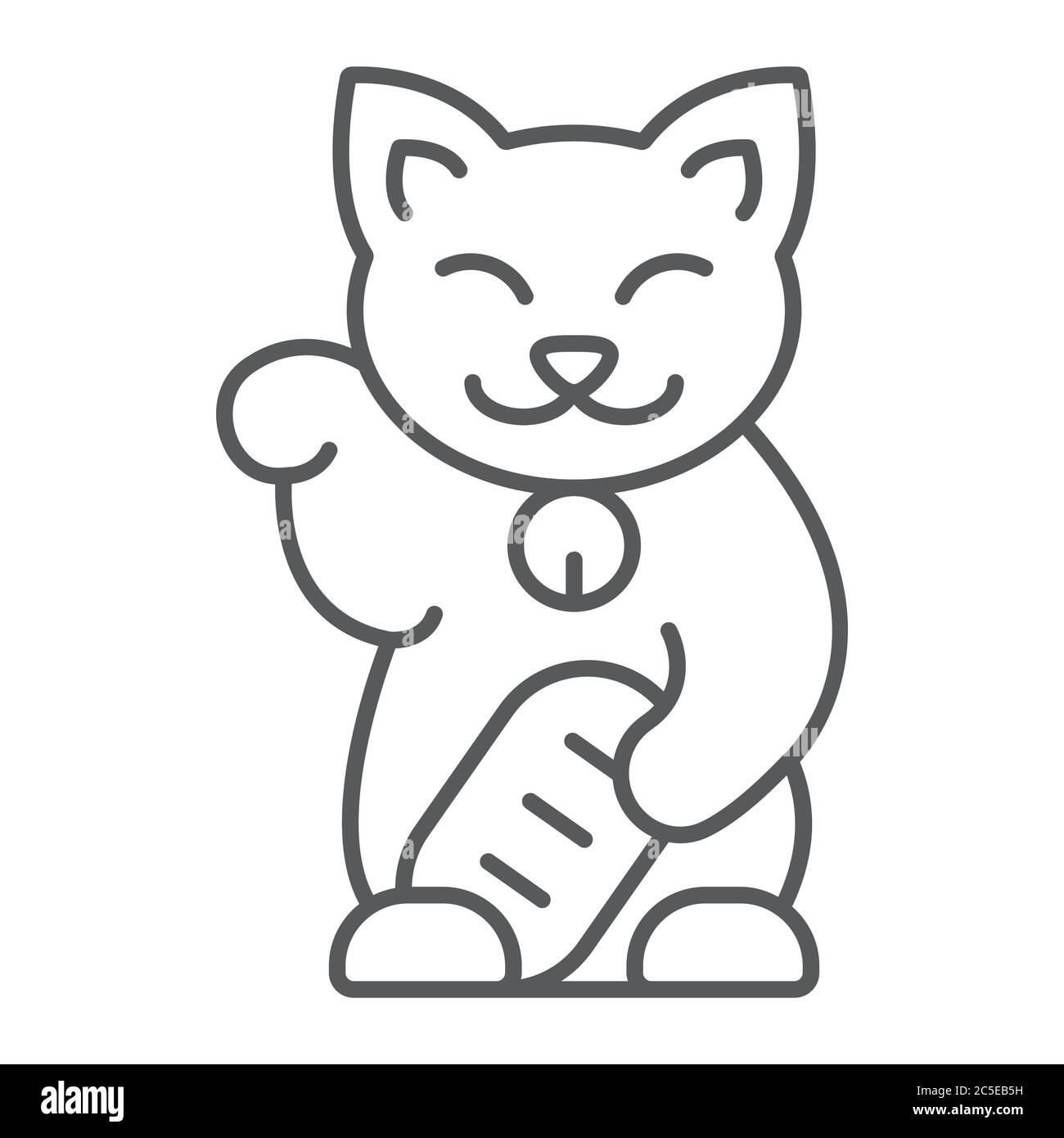 Maneki neko thin line icon, asian and animal, japanese cat sign, vector ...