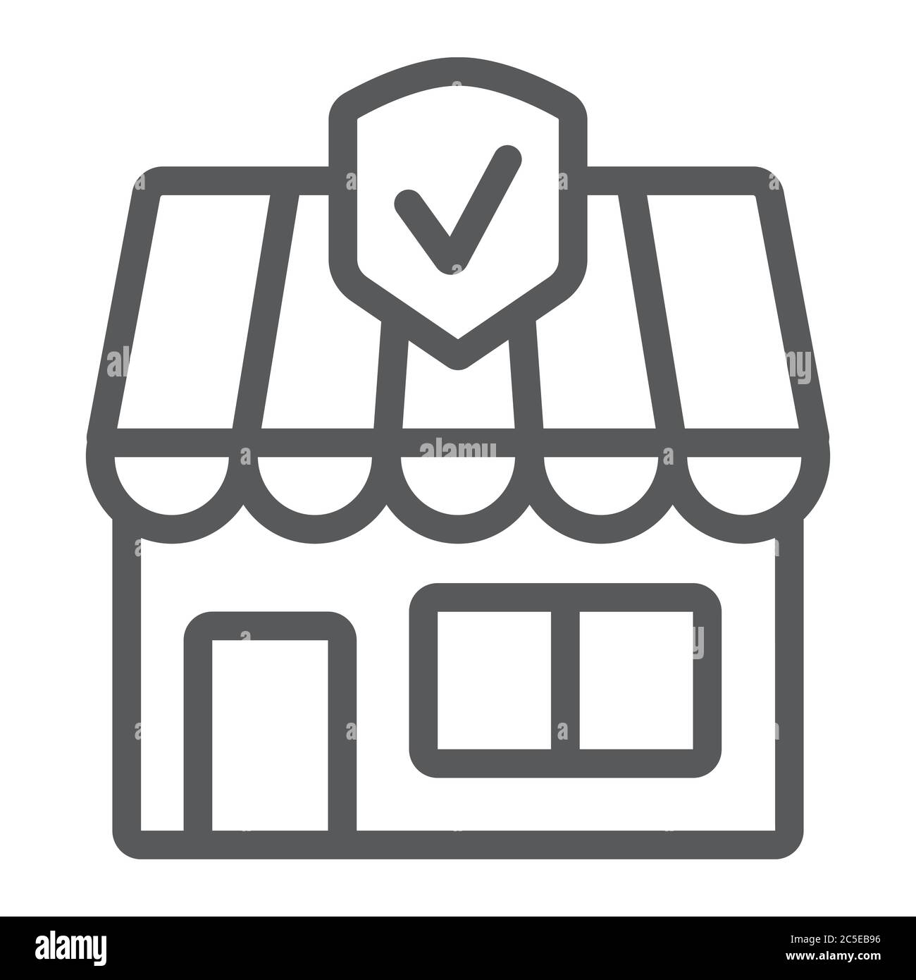 Business insurance line icon, estate and safety, property insurance ...