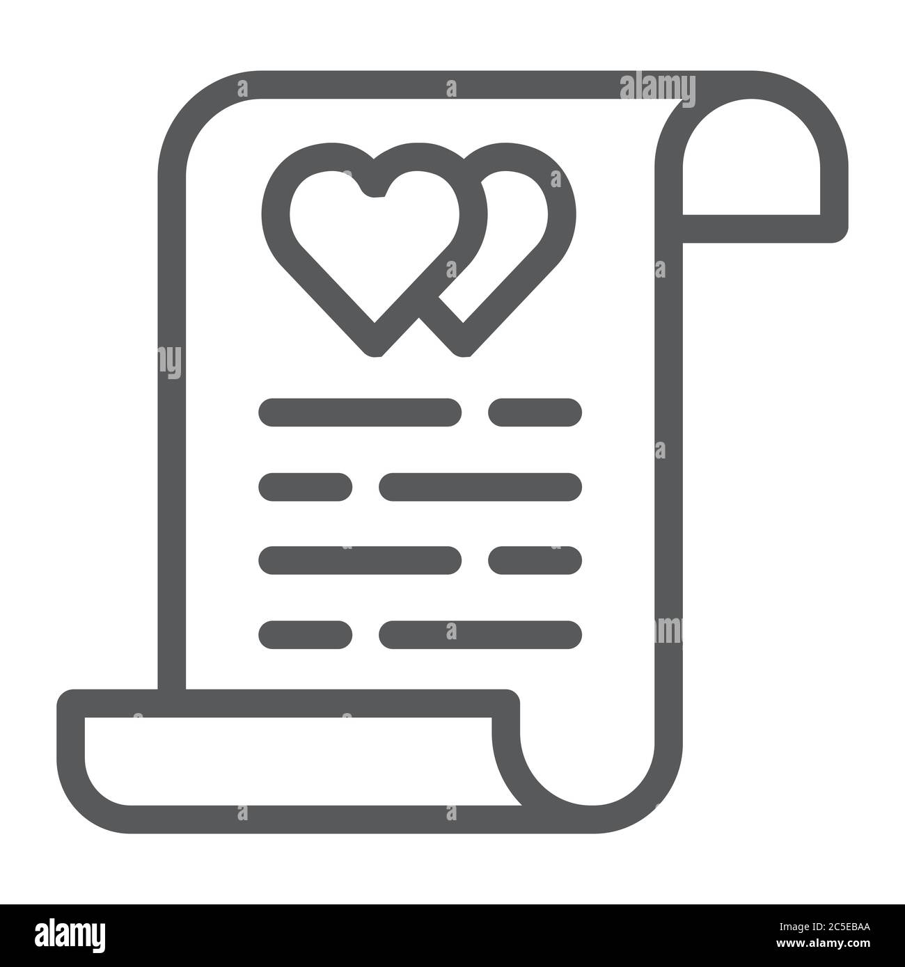 Marriage contract line icon, document and agreement, marriage insurance ...