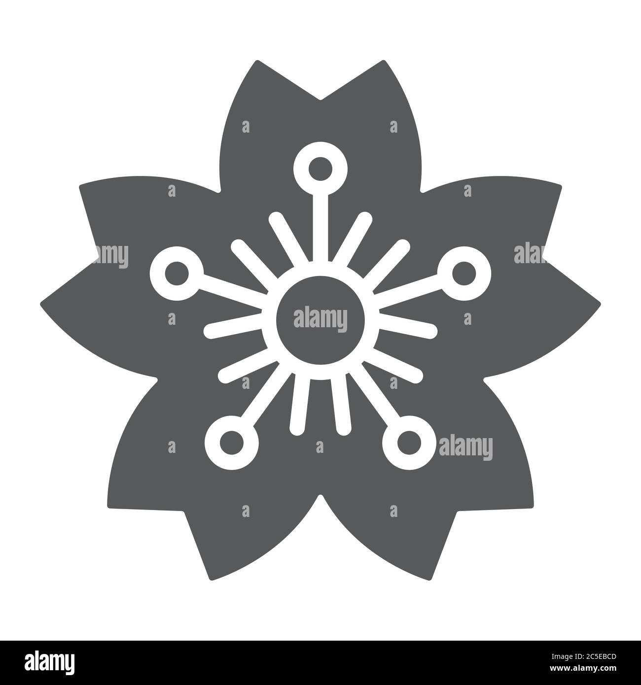 Sakura glyph icon, japan and flower, cherry blossom sign, vector ...