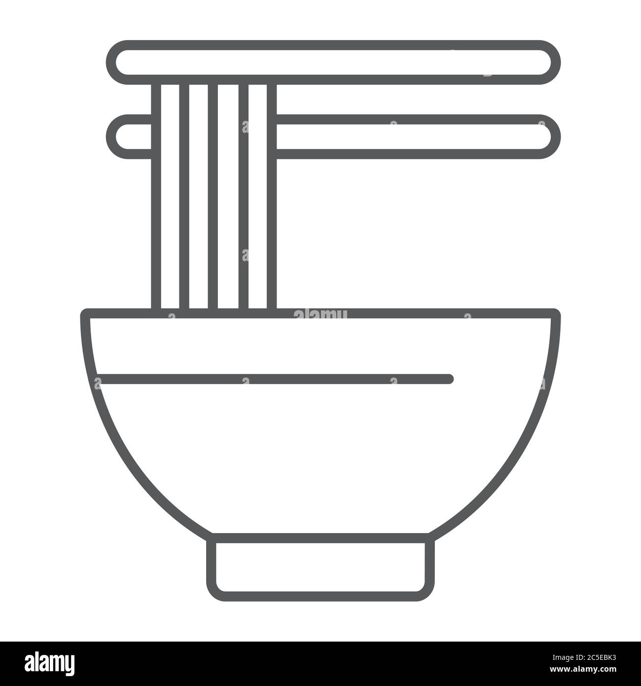 Ramen thin line icon, asian and food, noodle sign, vector graphics, a ...