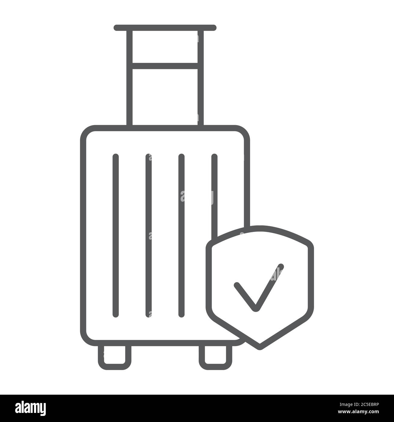 Baggage insurance thin line icon, protection and luggage, travel safety ...