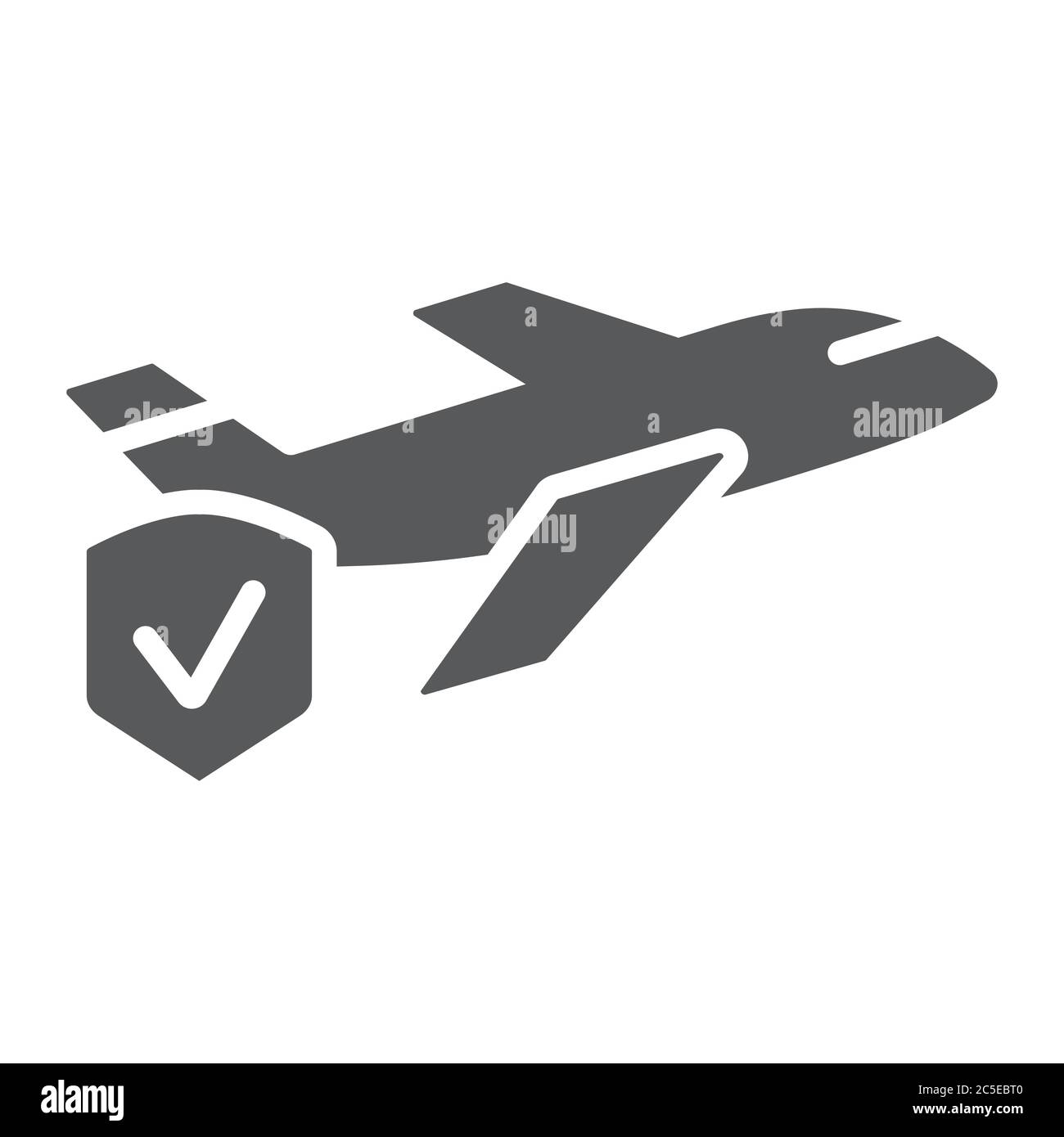 Travel insurance glyph icon, trip and safety, shield and plane sign ...