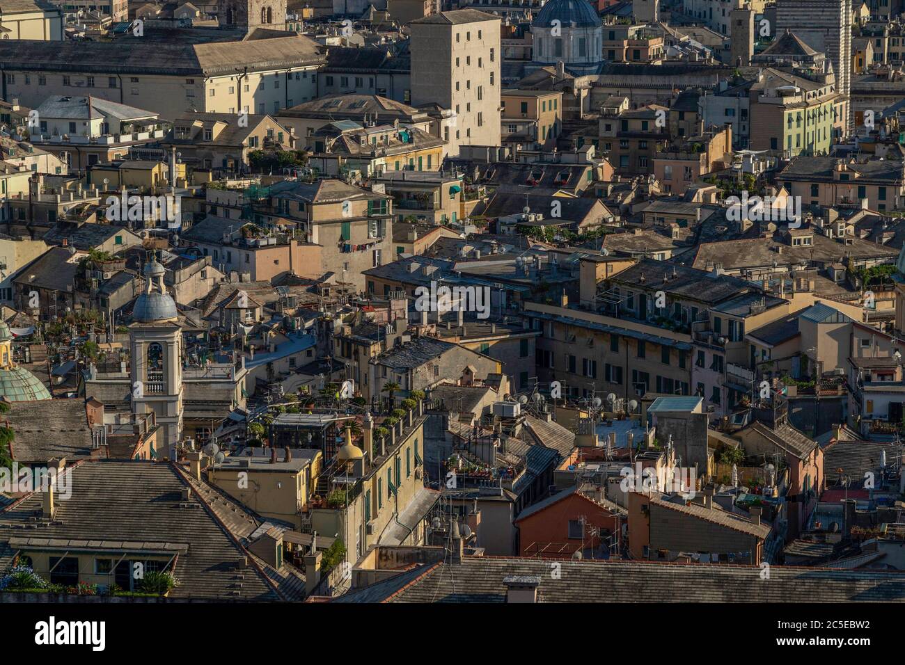genoa aerial city view from castelletto elevator panorama Stock Photo ...