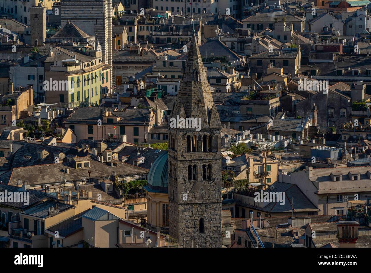 genoa aerial city view from castelletto elevator panorama Stock Photo ...
