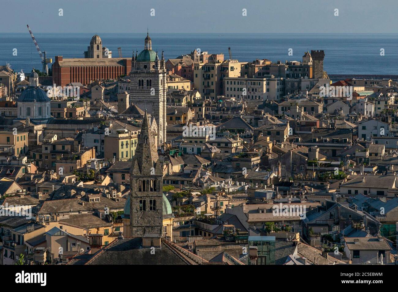 genoa aerial city view from castelletto elevator panorama Stock Photo ...