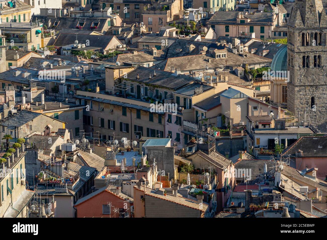 genoa aerial city view from castelletto elevator panorama Stock Photo ...