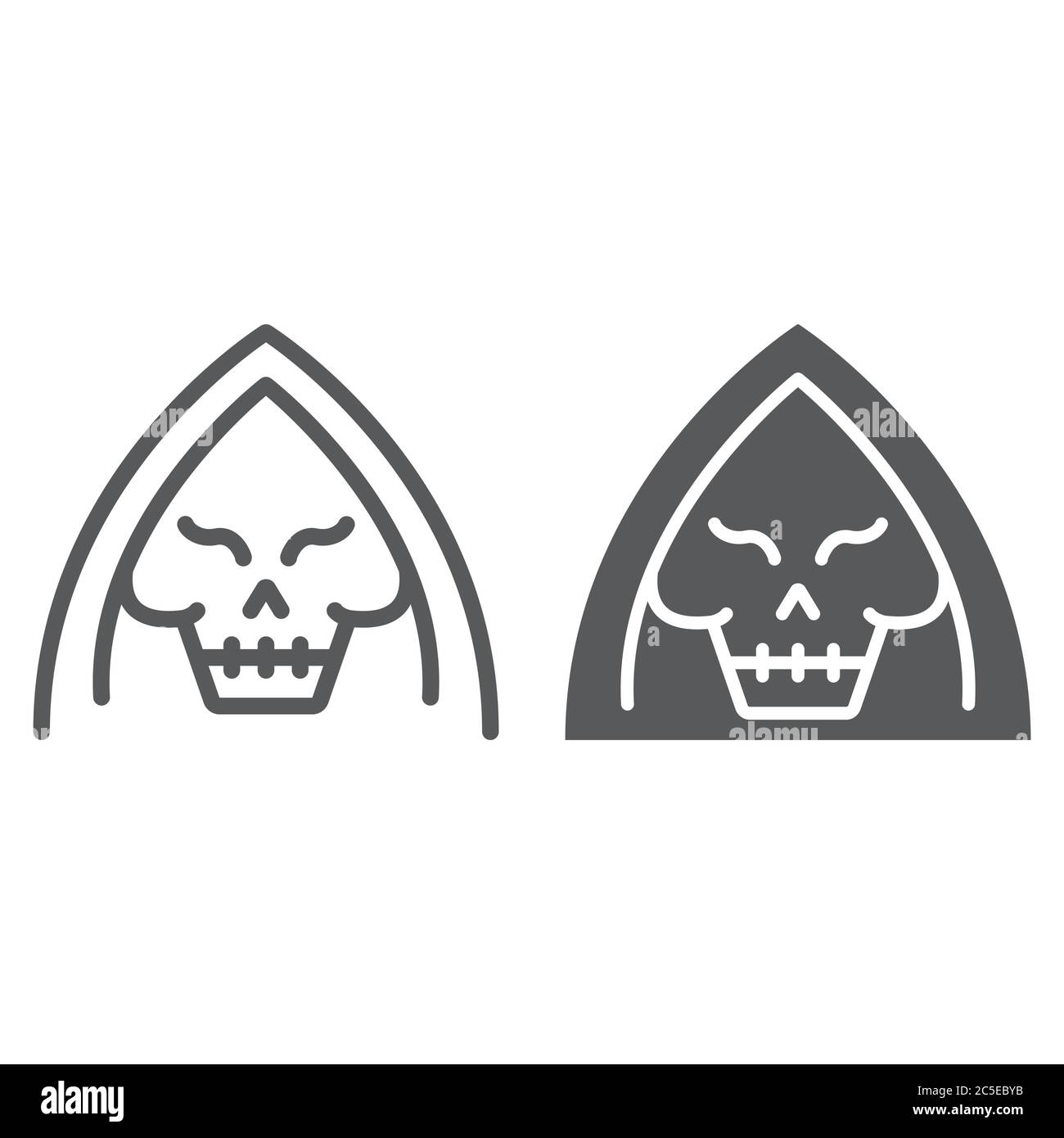 Death line and glyph icon, halloween and horror, reaper sign, vector ...