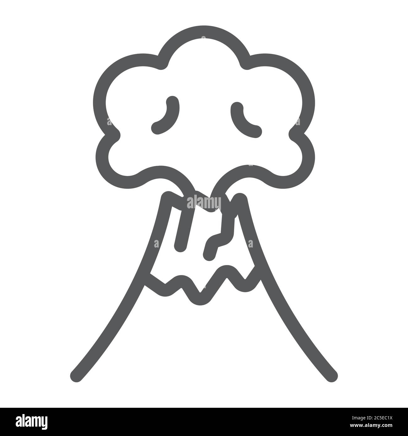 Volcanic eruption line icon, disaster and explosion, volcano erupting ...