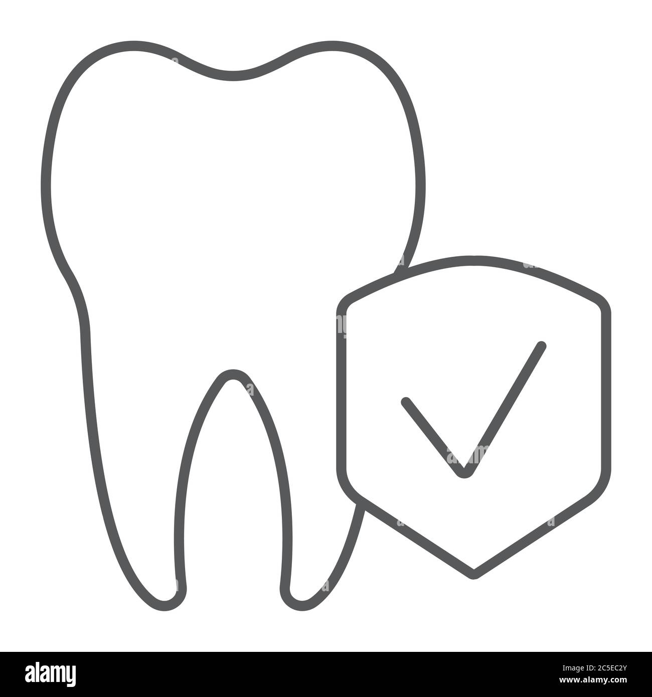 Dental insurance thin line icon, medical and health, dental care sign ...