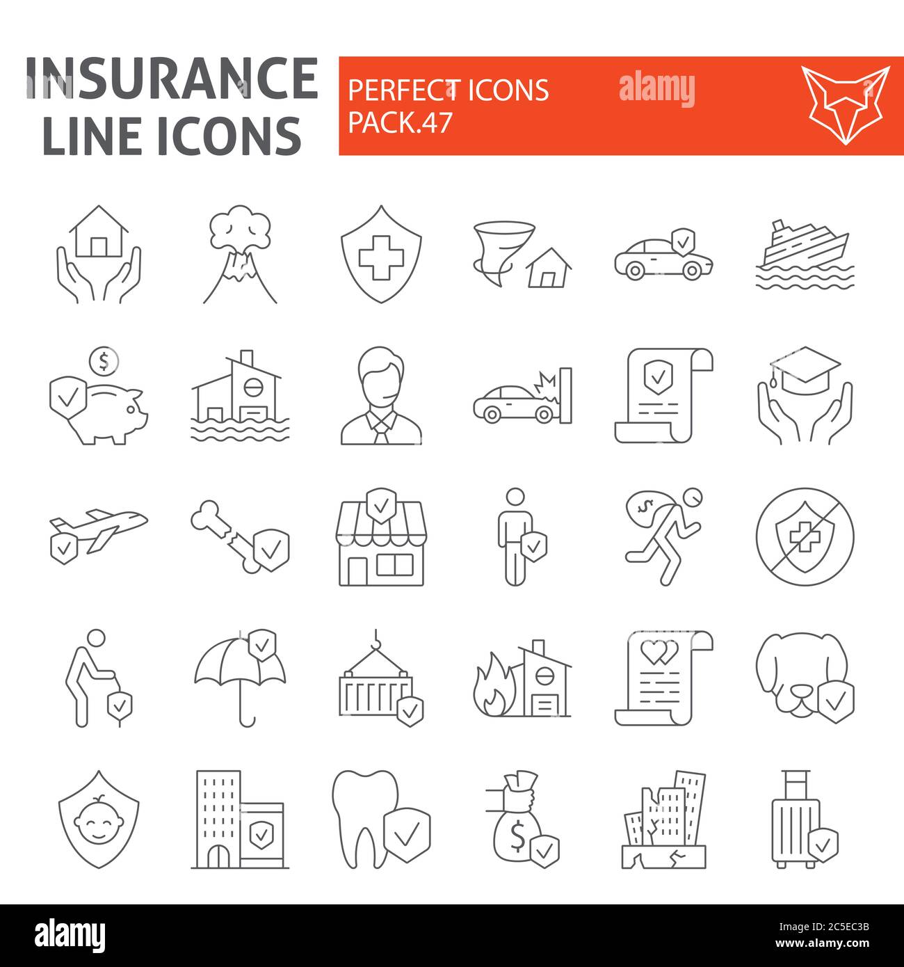 Insurance thin line icon set, healthcare symbols collection, vector ...