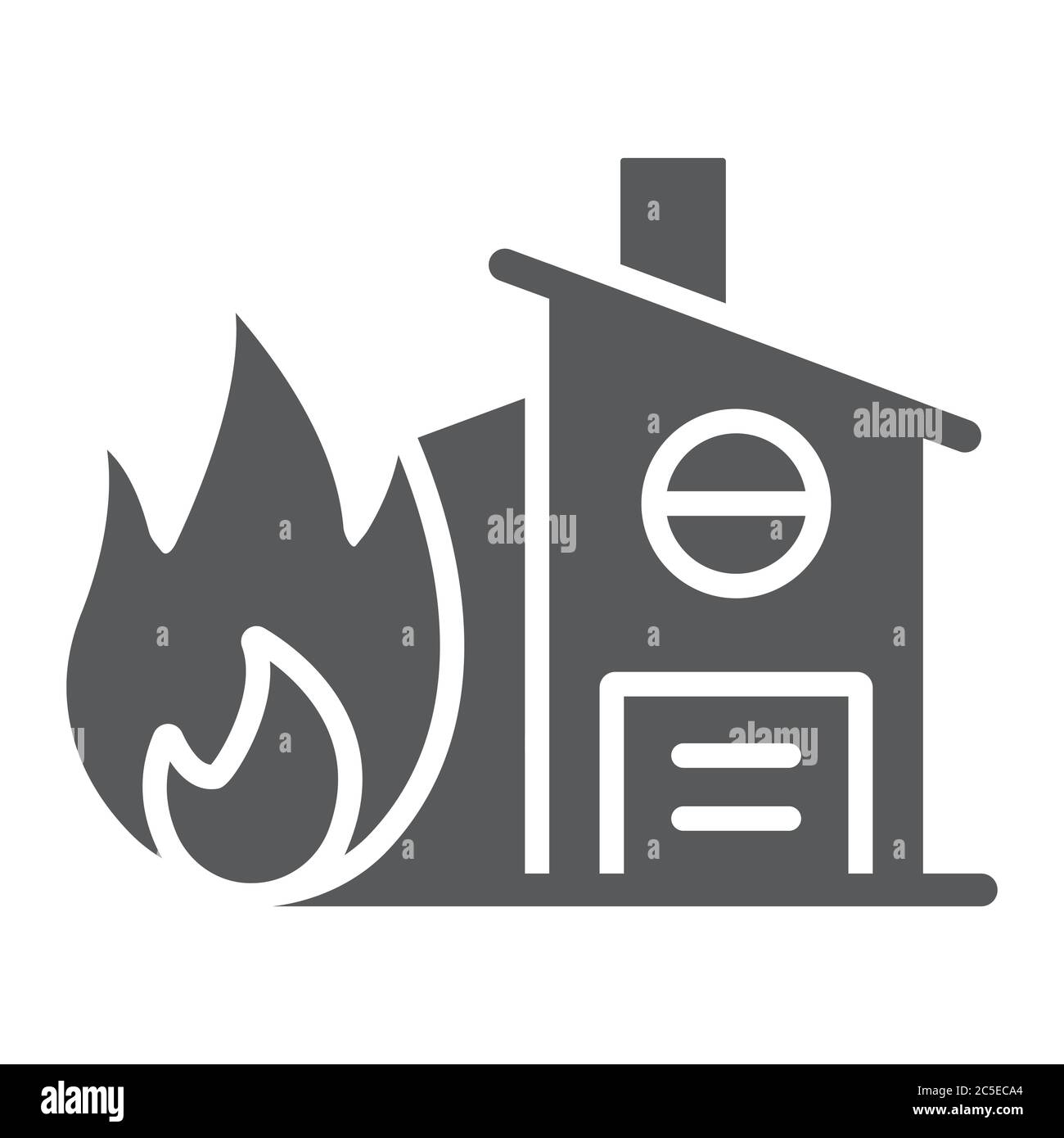 Fire insurance glyph icon, protection and house, home on fire sign ...