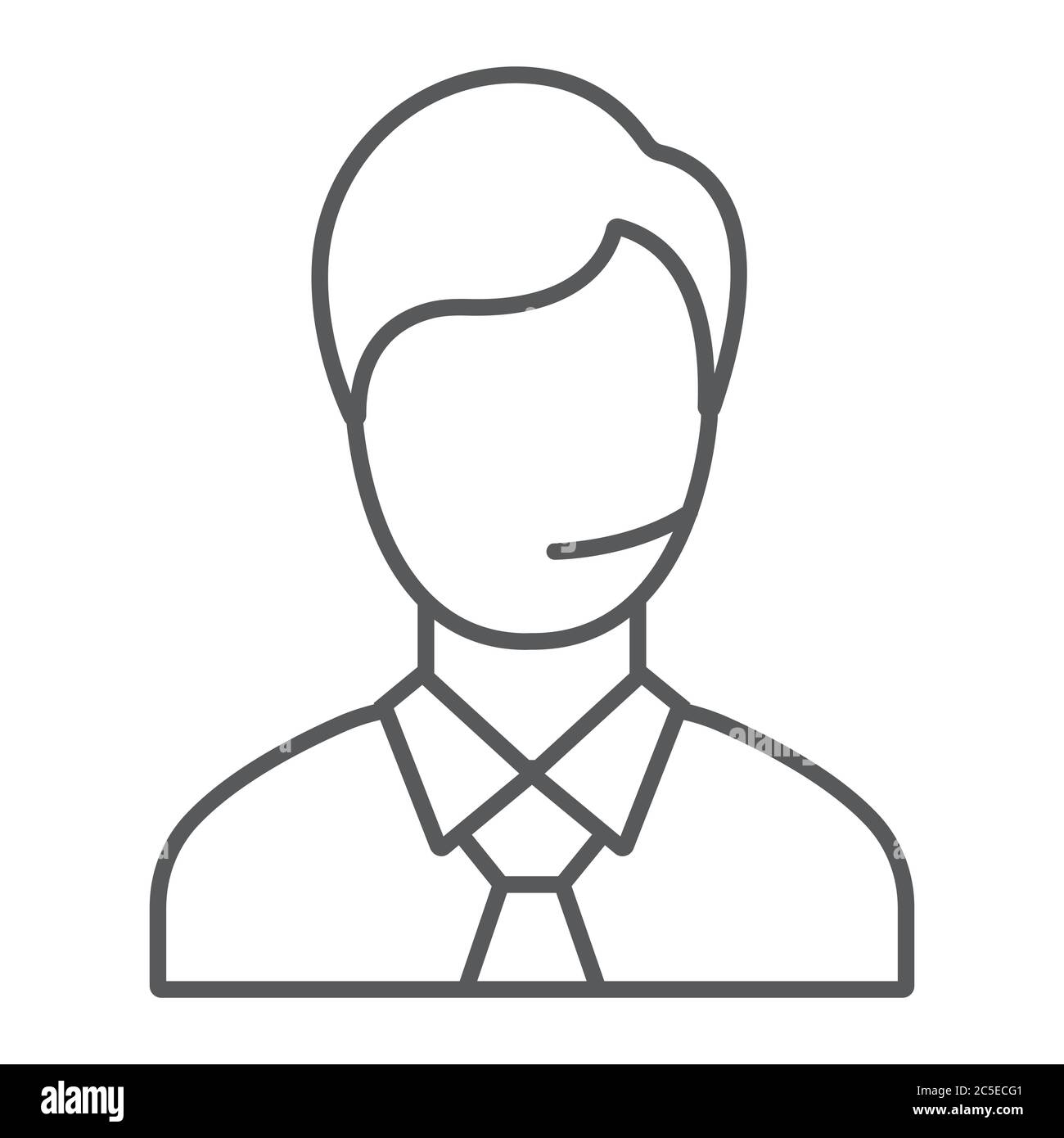 Support man thin line icon, call and communication, consultation sign ...