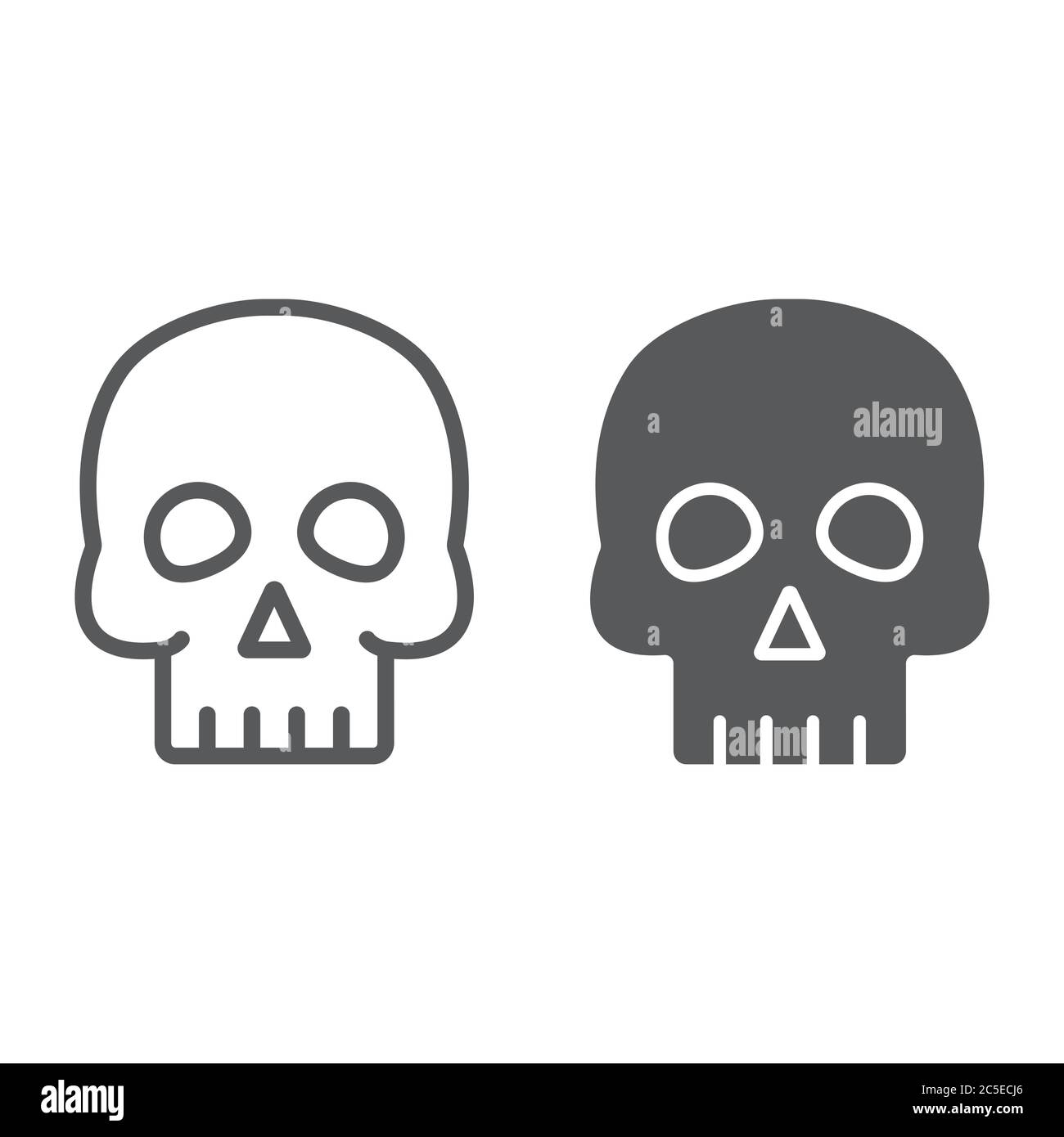 Skull line and glyph icon, halloween and horror, bones sign, vector ...