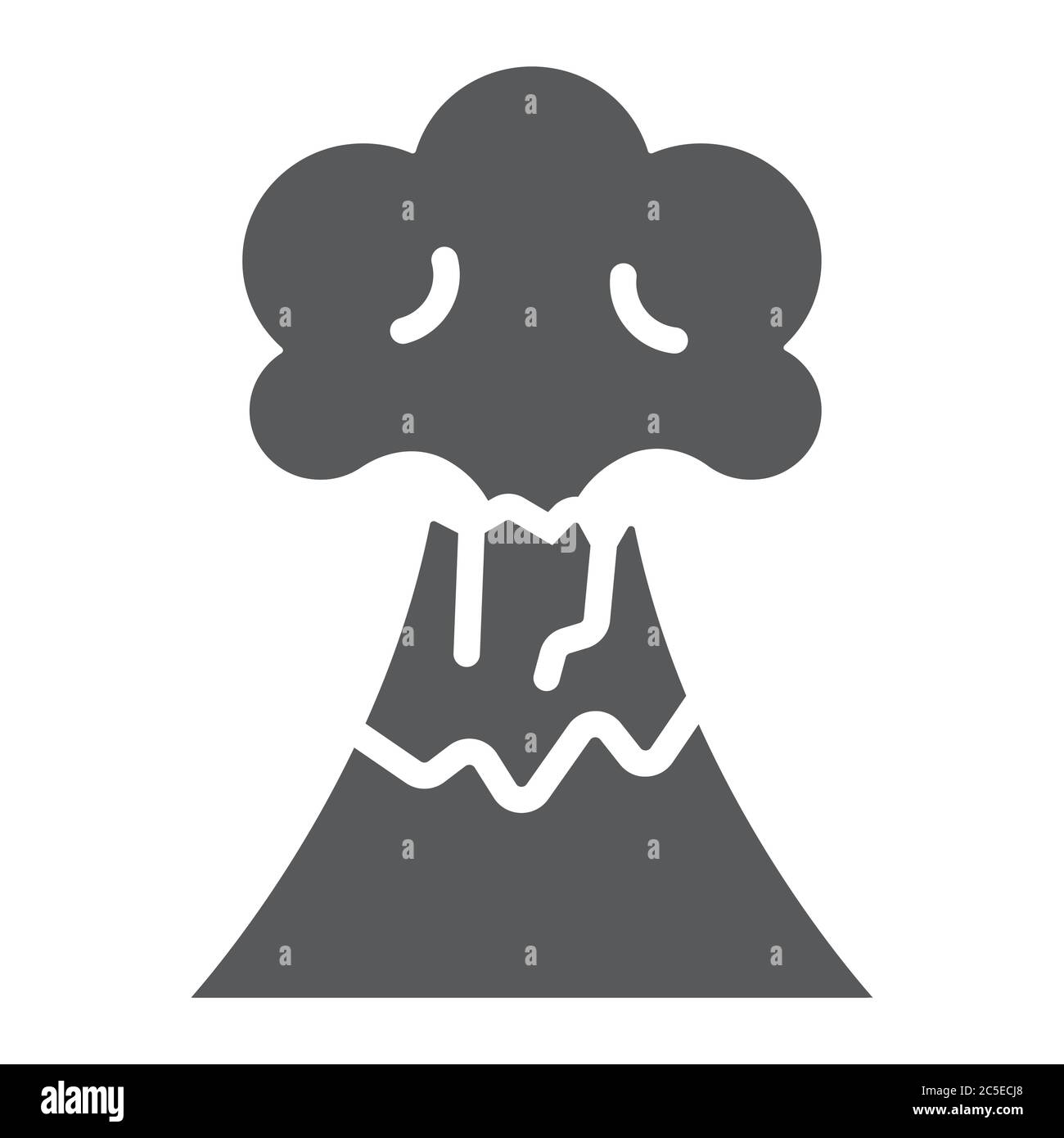 Volcanic eruption glyph icon, disaster and explosion, volcano erupting ...