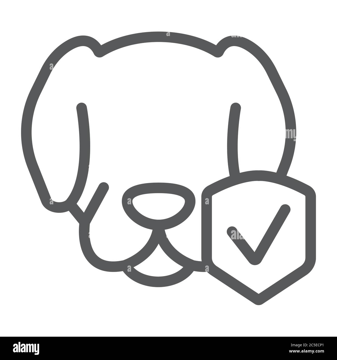 Animal insurance line icon, protection and pets, dog protect sign ...