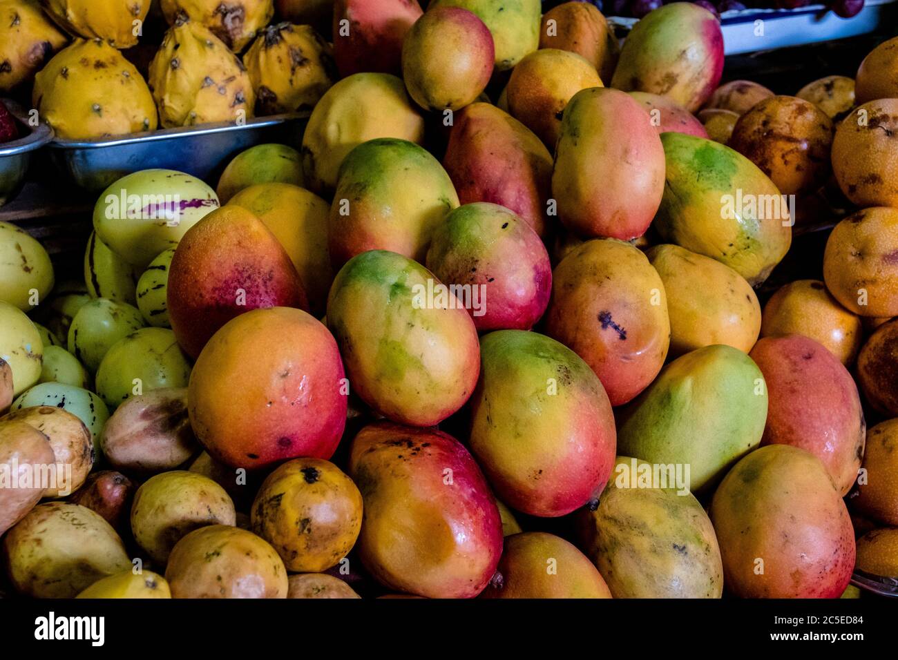 Stack of ripe mangoes at the vegetable market Stock Photo - Alamy