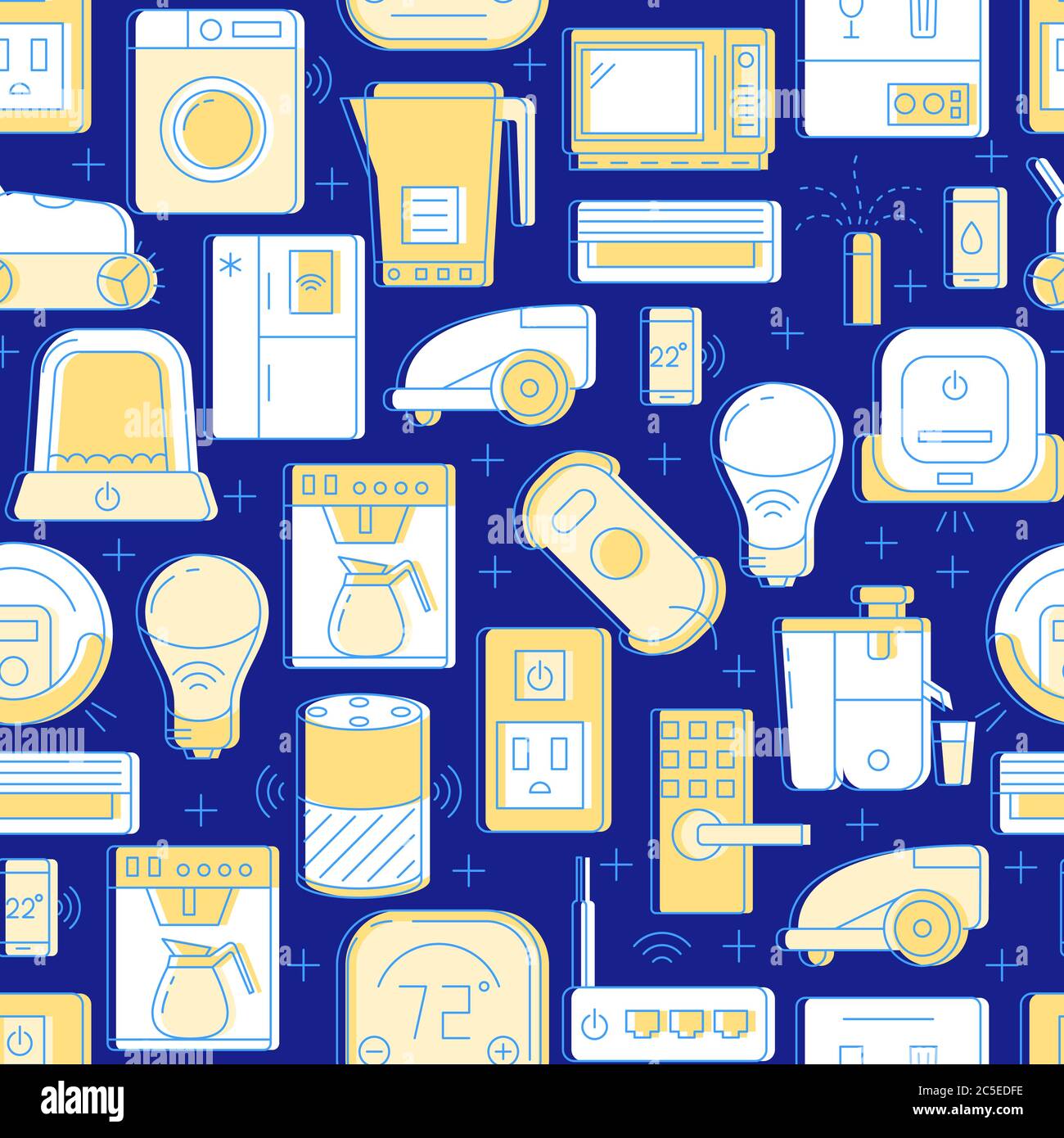 Automated home seamless pattern in colored line style. Repeating ...