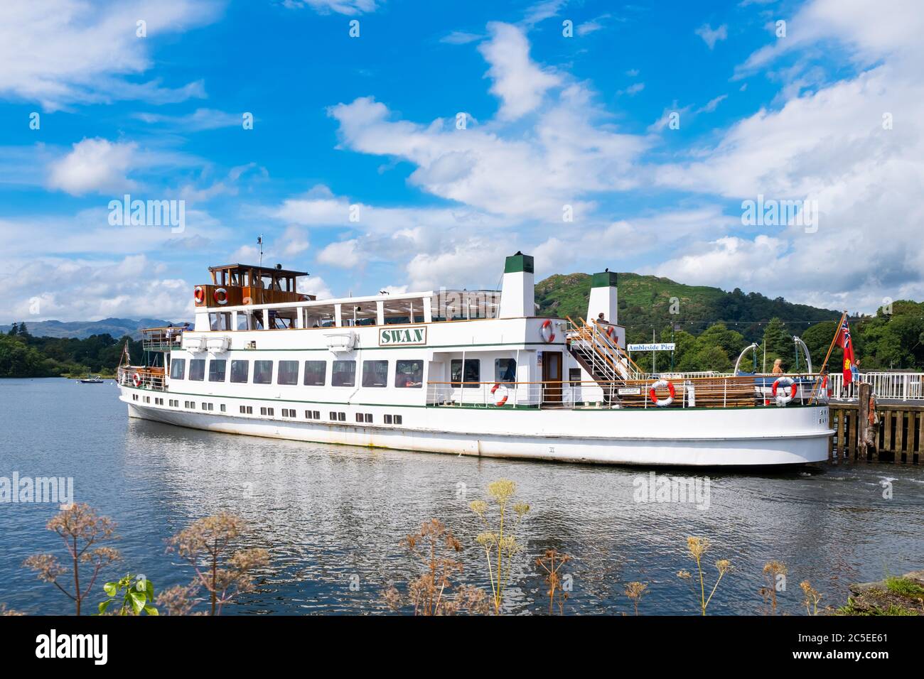 Traditional Windermere lake cruise boat on the Lake District in England ...