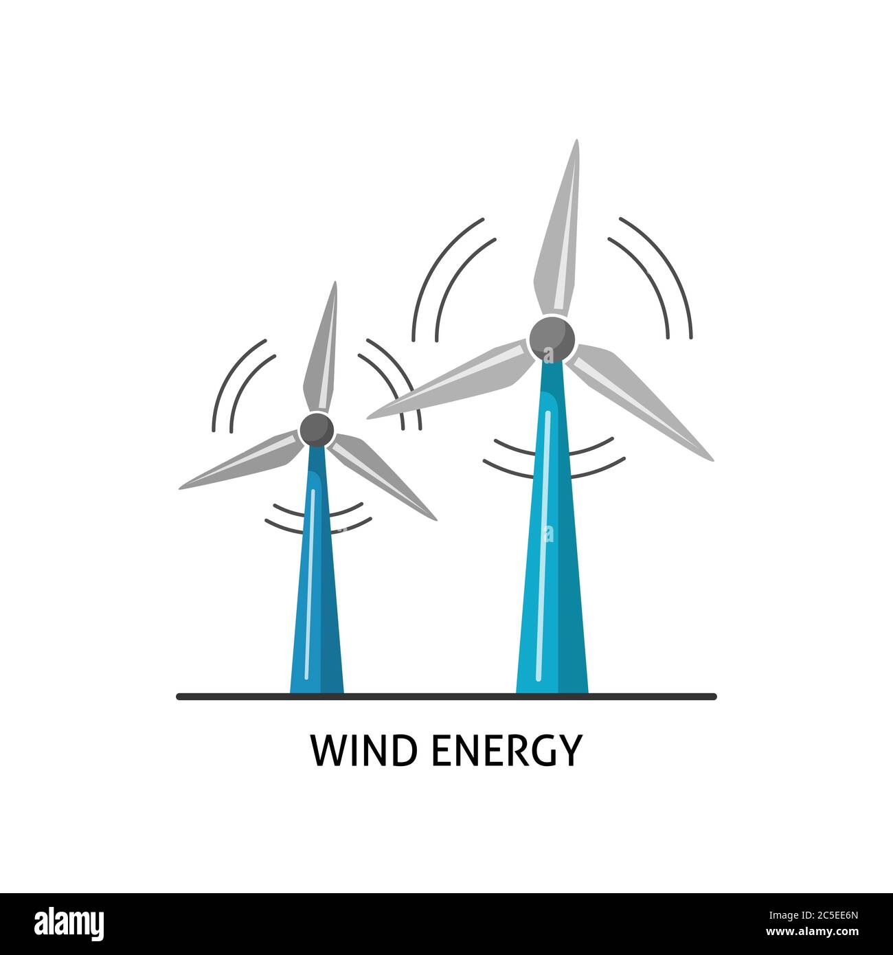 Wind turbine icon in flat style. Rotating windmill symbol isolated on ...