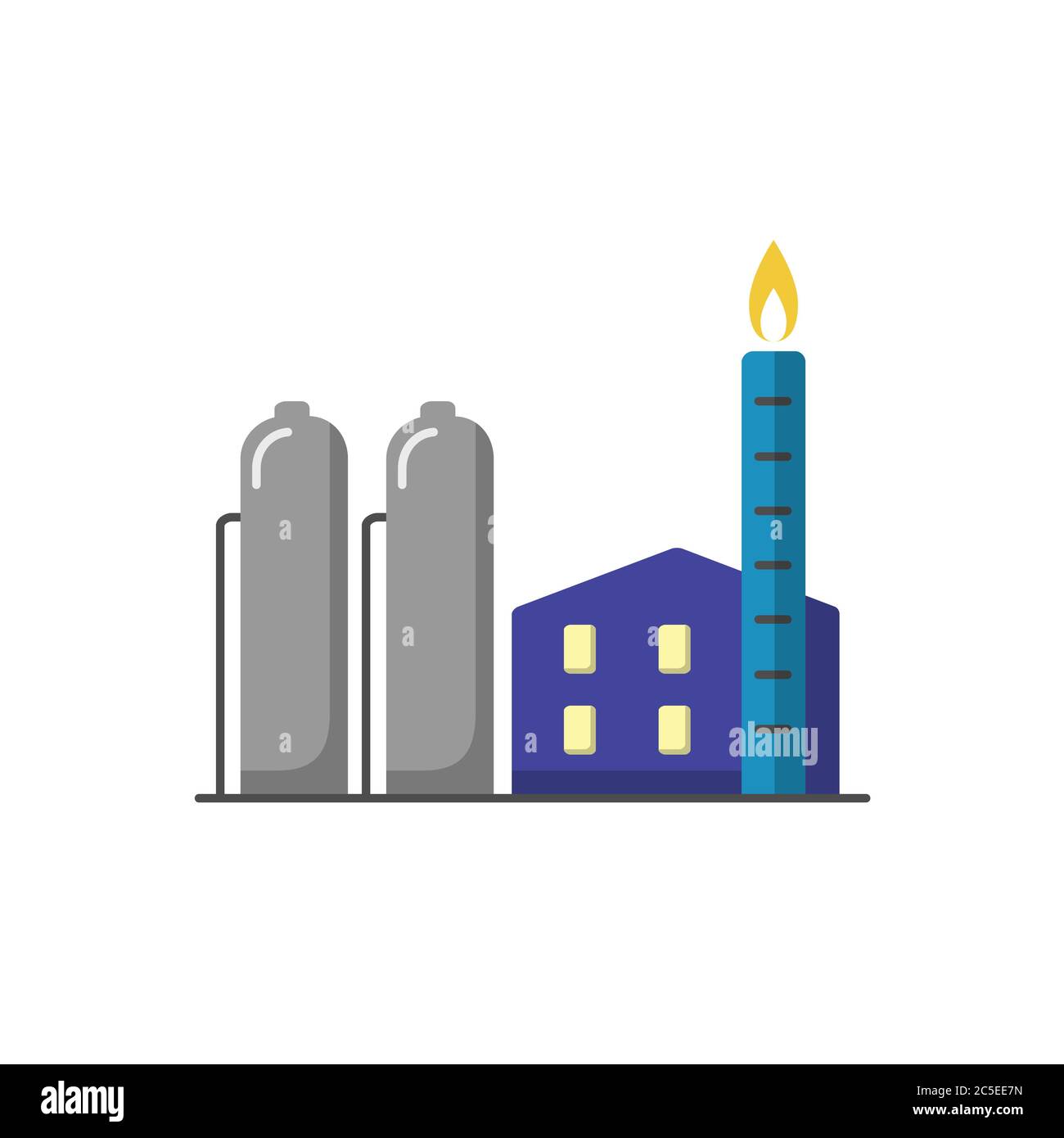 Natural gas plant icon in flat style. Non-renewable energy industrial ...