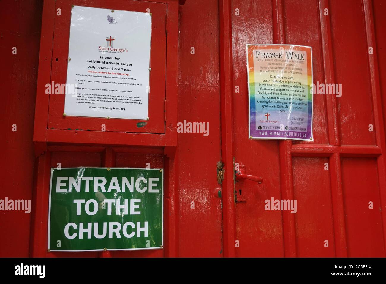 The entrance to St George's Parish Church, New Mills, Derbyshire with ...