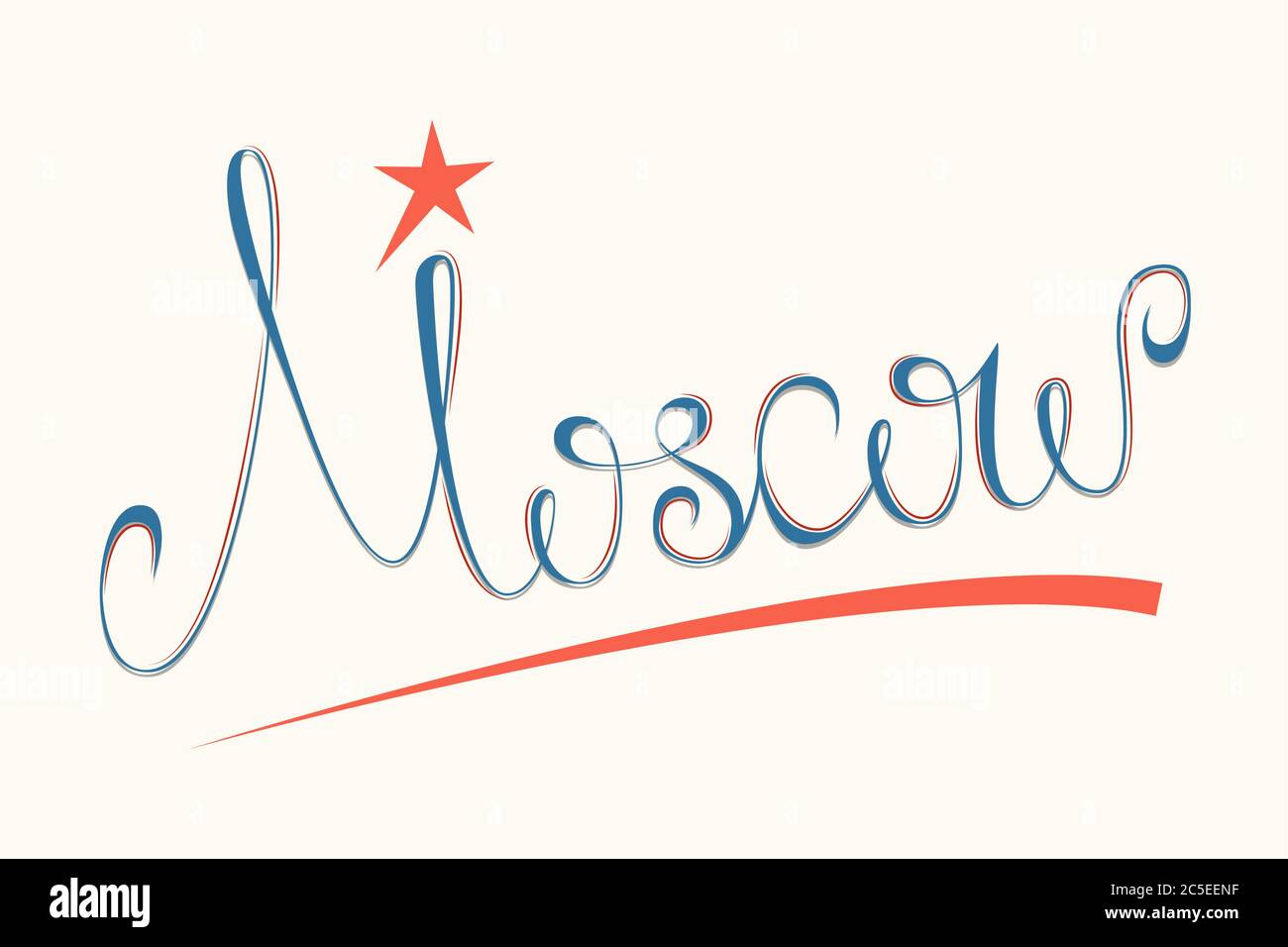 Lettering of Moscow city, capital of Russia. Hand written calligraphy ...