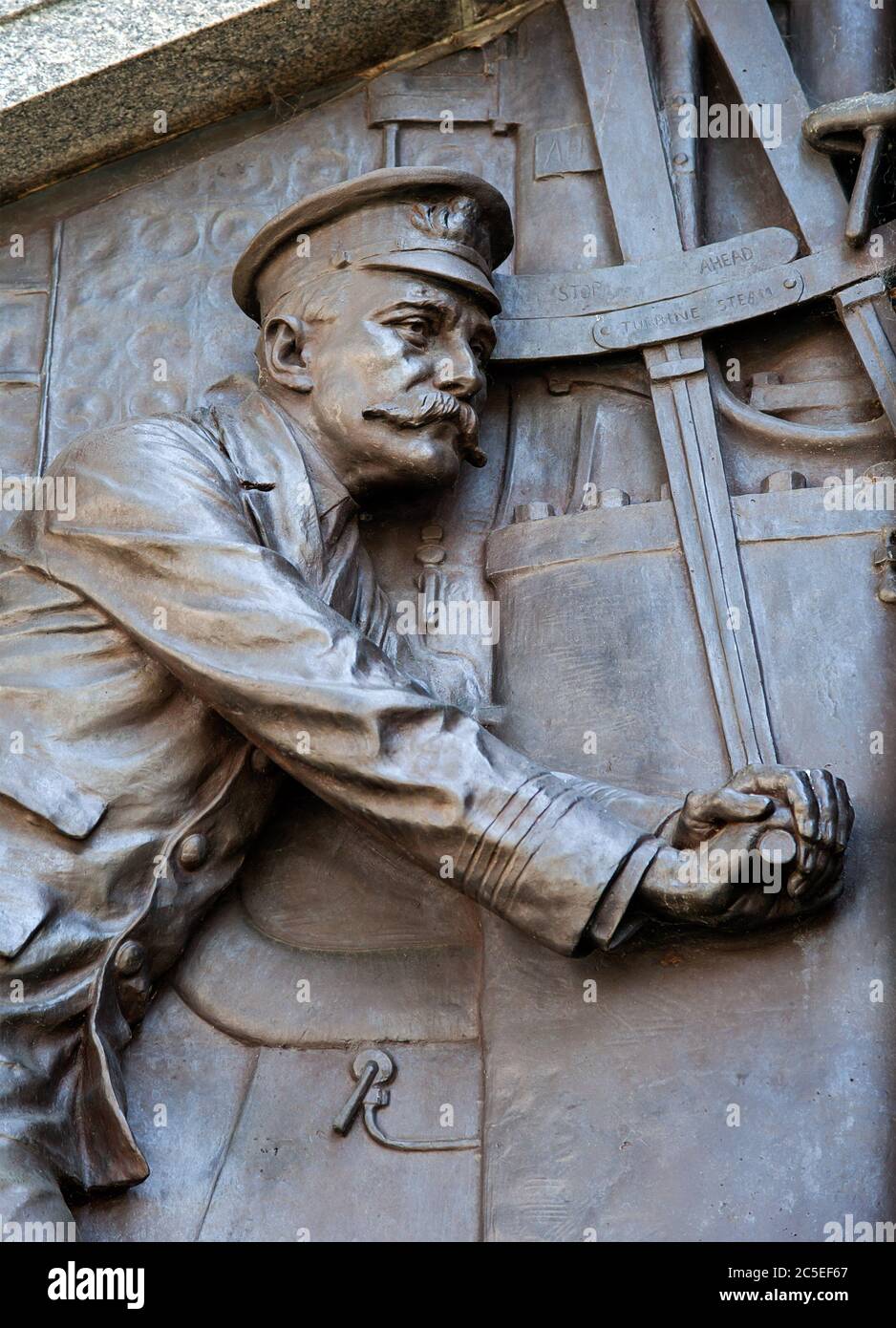 Detail of the Titanic Engineers Memorial in Southampton, UK. The ...