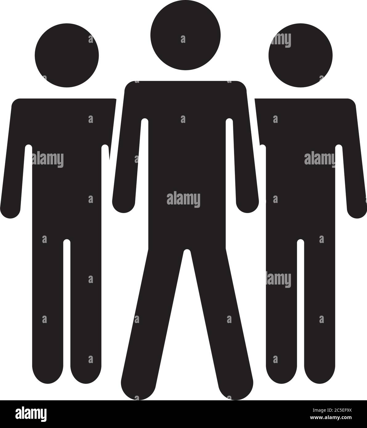pictogram three men icon over white background, silhouette style ...