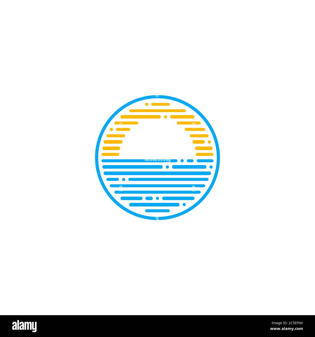 Ocean logo, combination of sun and sea water design element, with ...