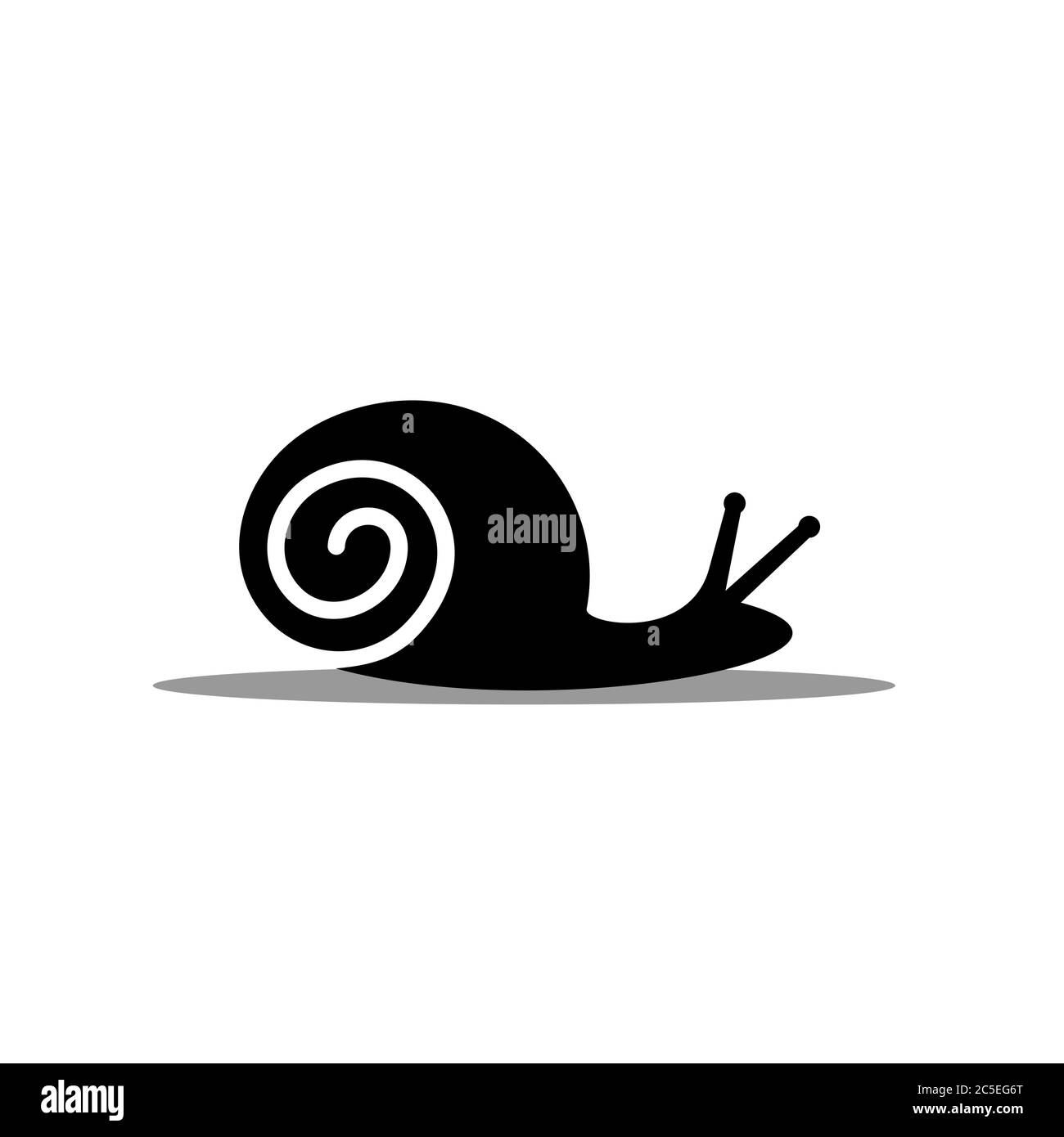 Vector illustration of snail, silhouette design with shadow, isolated ...