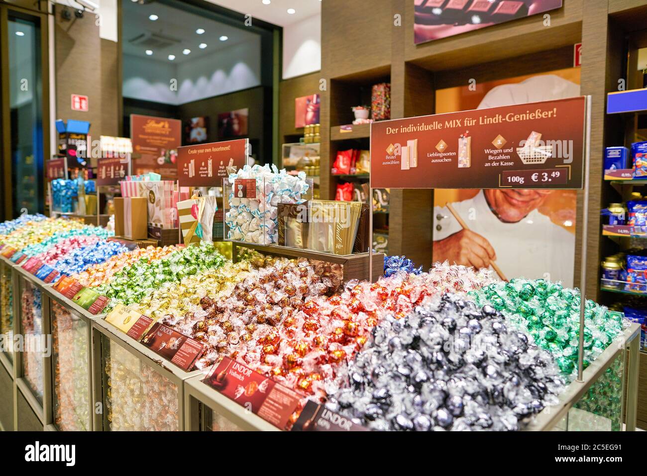 BERLIN, GERMANY - CIRCA SEPTEMBER, 2019: interior shot at Lindt store ...