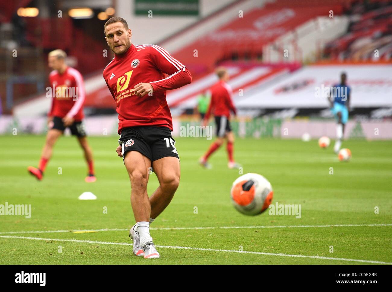 Sheffield United's Billy Sharp warms up prior to the Premier League ...