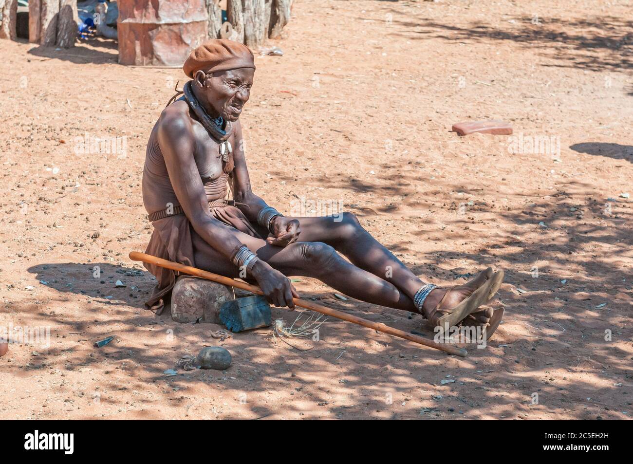 EPUPA, NAMIBIA - MAY 27, 2011: An old Himba man posing for ...