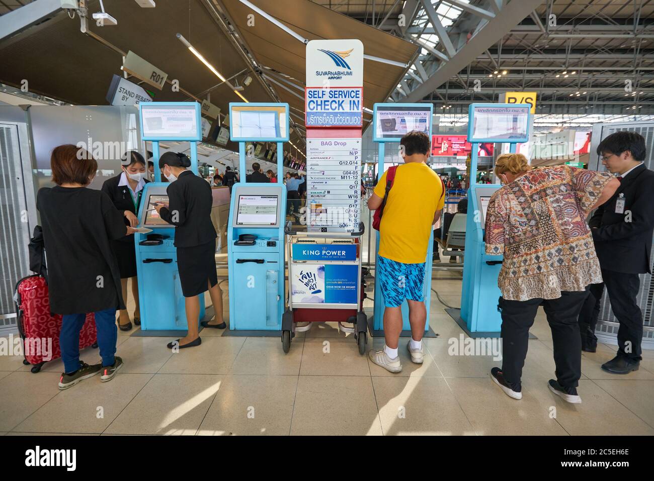 BANGKOK, THAILAND - CIRCA JANUARY, 2020: self service check-in area in ...