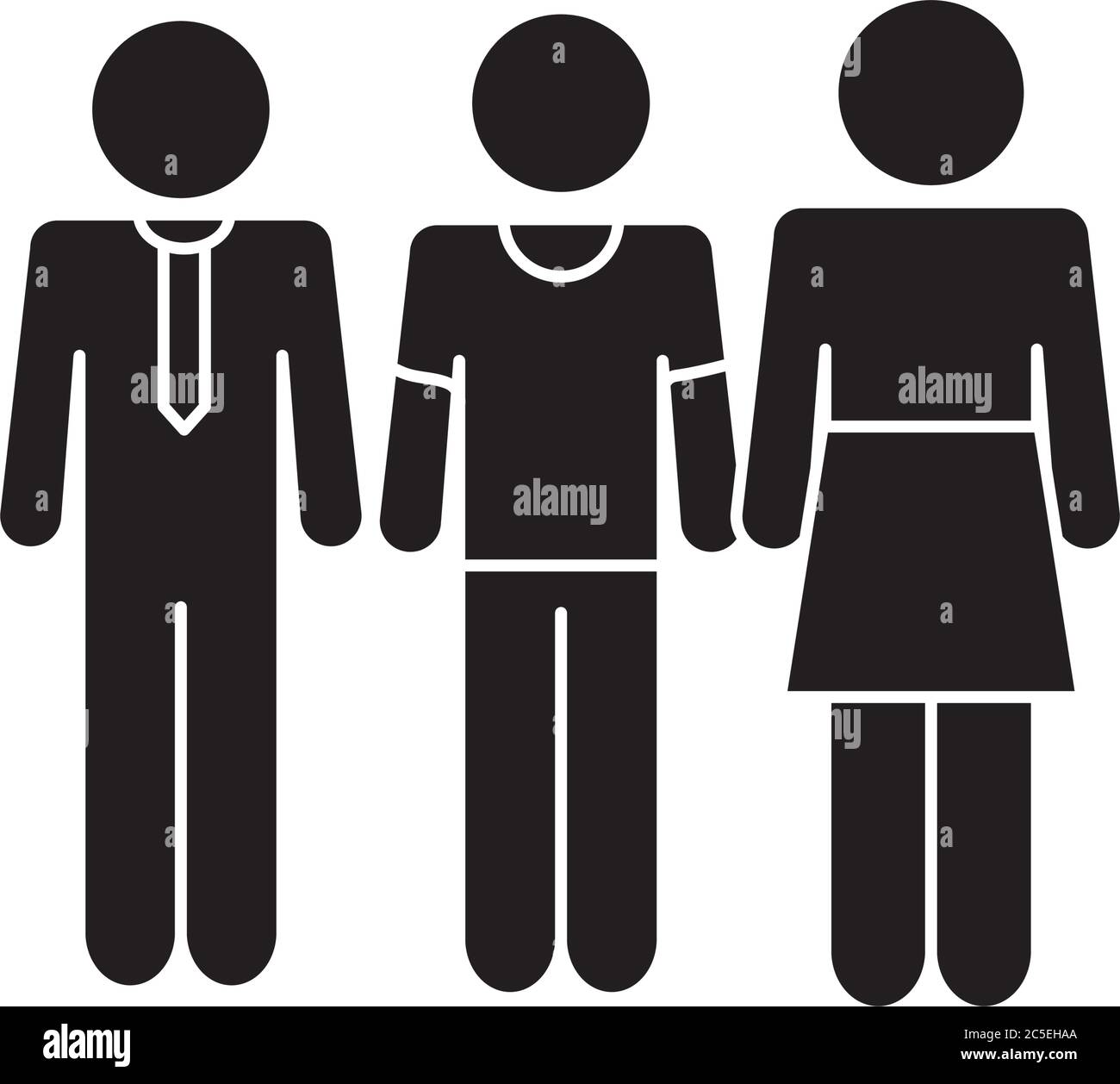 pictogram businessman standing with man and woman beside over white ...