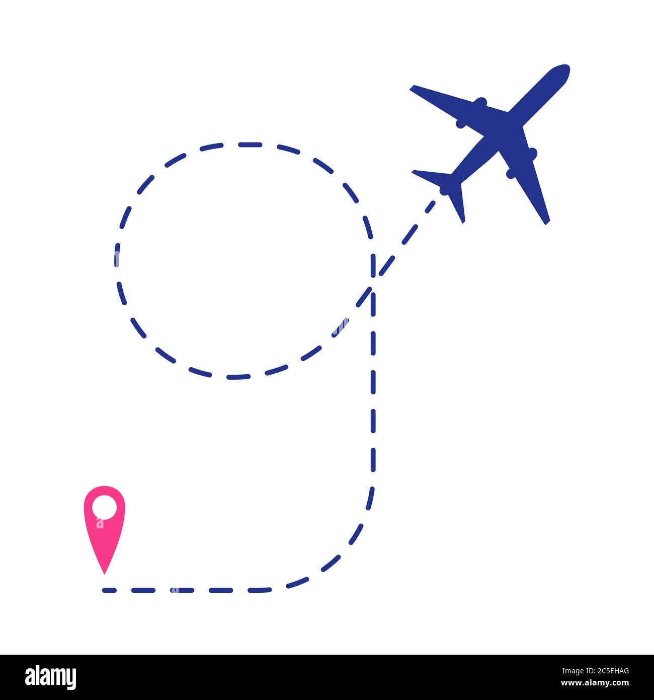 Airplane track to point with dashed line way or air lines, plane icon ...
