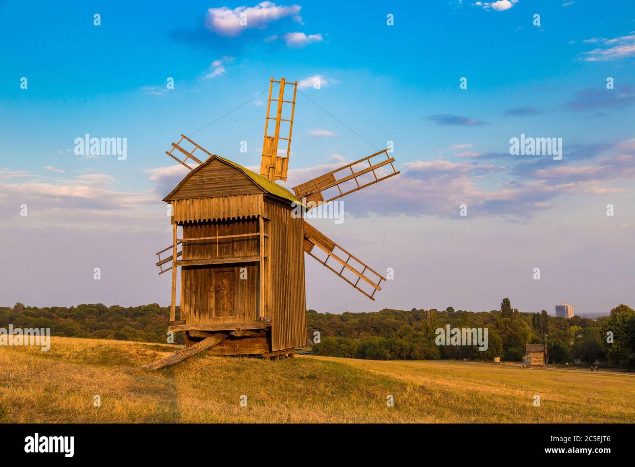 Traditional ukrainian windmill in the museum of national architecture ...